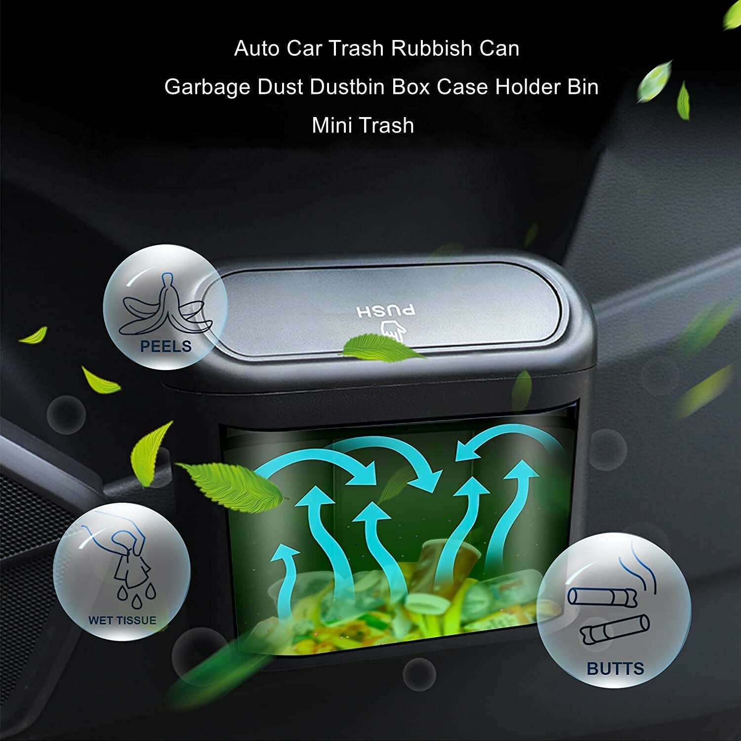 Auto Car Trash Rubbish Can Garbage Dust Dustbin Box Case Holder Bin Mi
